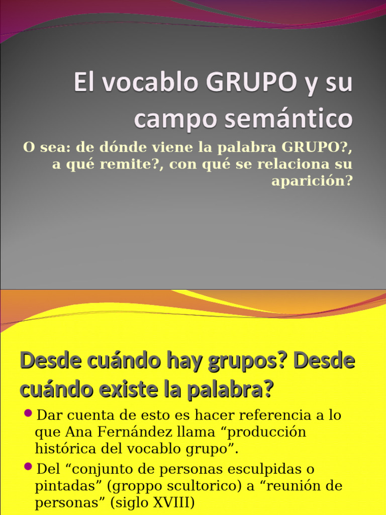 El Vocablo GRUPO y Su Campo Semántico | PDF | Estudios de idiomas ...