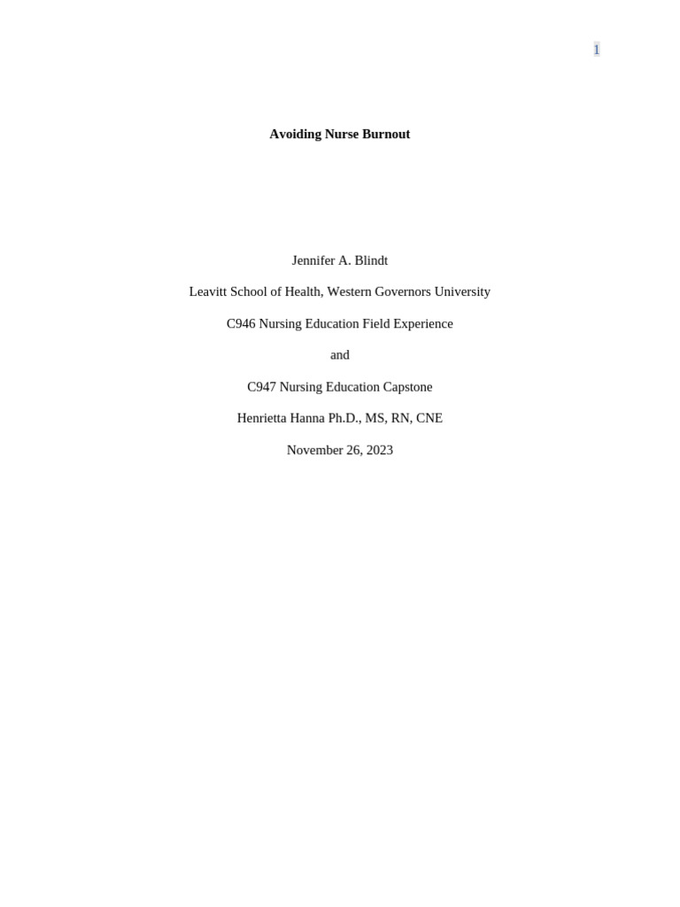 c946 Final January 3 | PDF | Occupational Burnout | Nursing