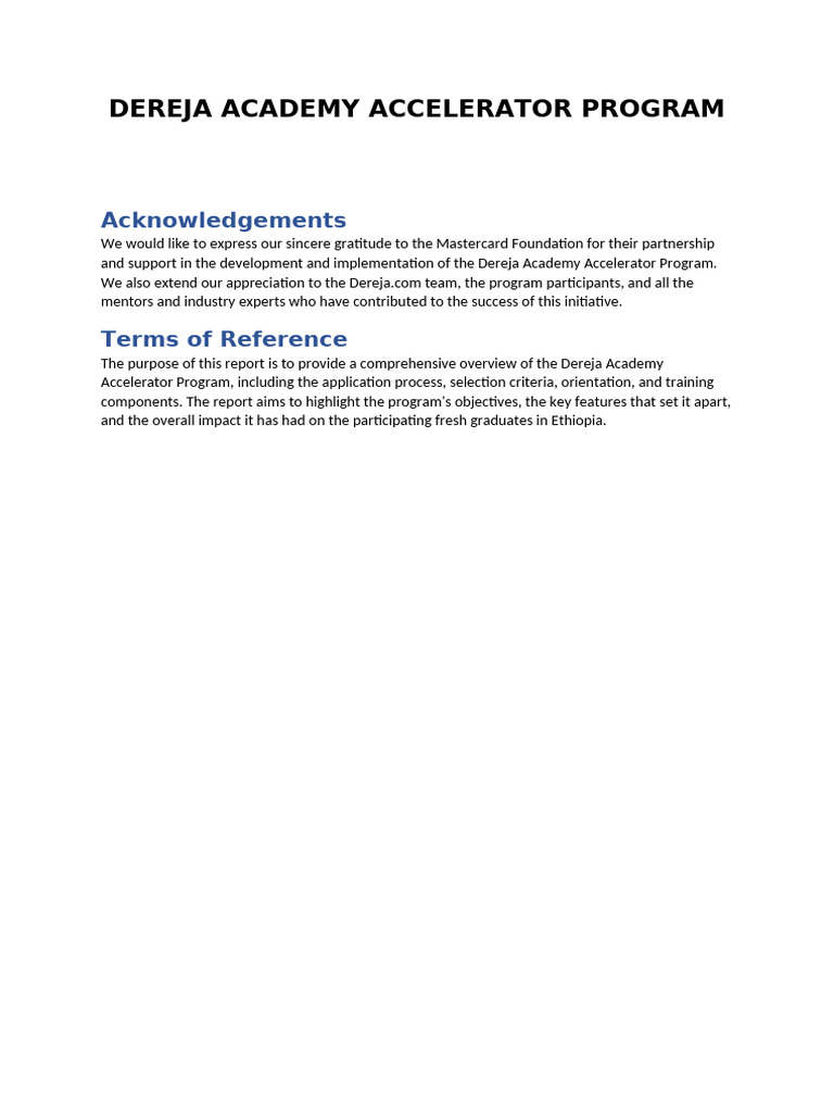 Dereja Academy Accelerator Program | PDF | Mentorship | Critical Thinking