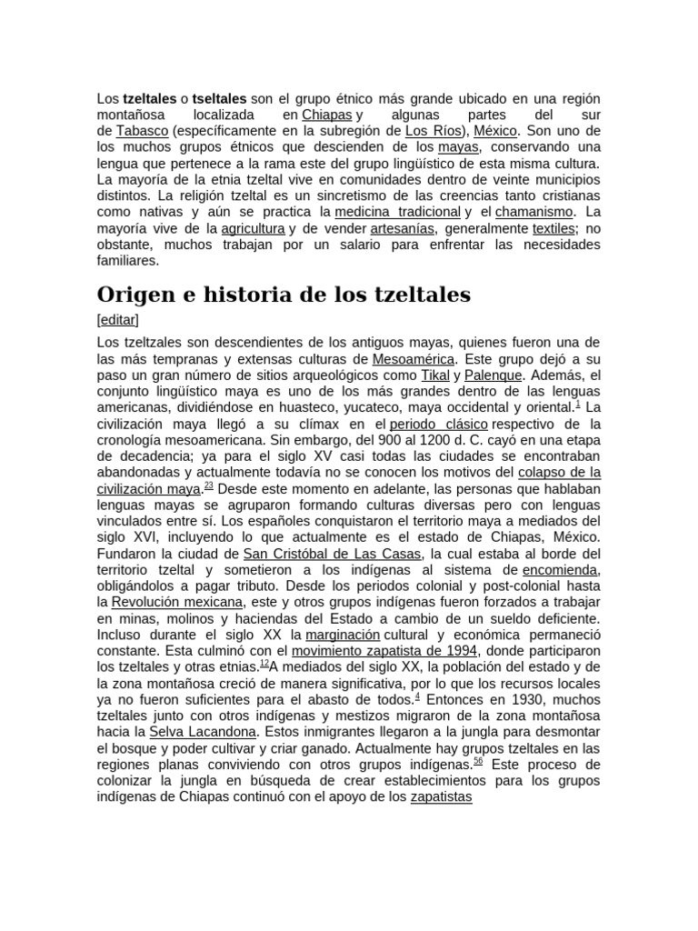 Los TZELTALES | PDF | Pueblos Indígenas de las Américas | Cultura de ...