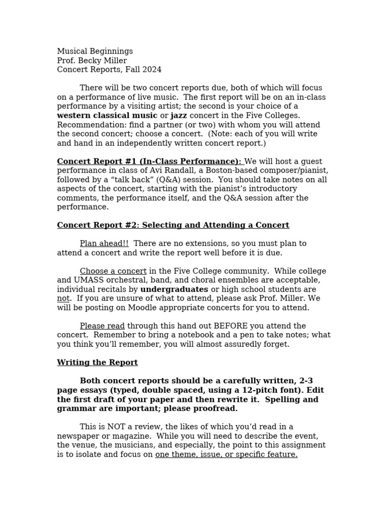 Musical Beginnings, Concert Reports, 2024 | PDF | Concert | Essays