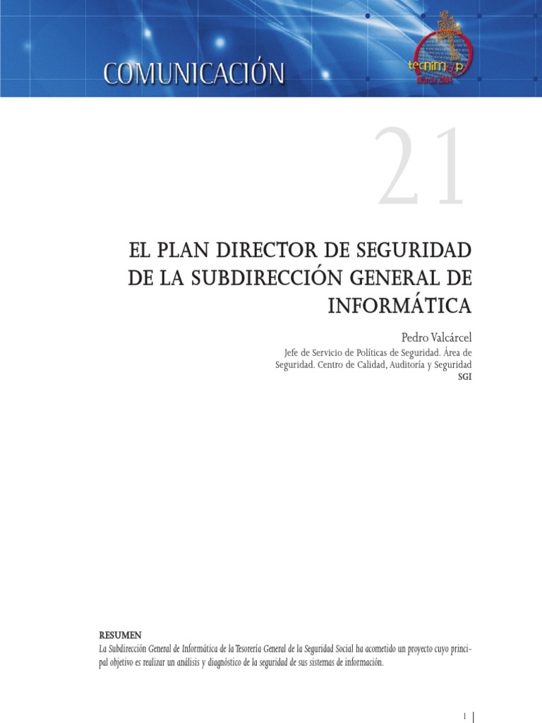 Plan Director de Seguridad SGI | PDF | La seguridad informática | Seguridad