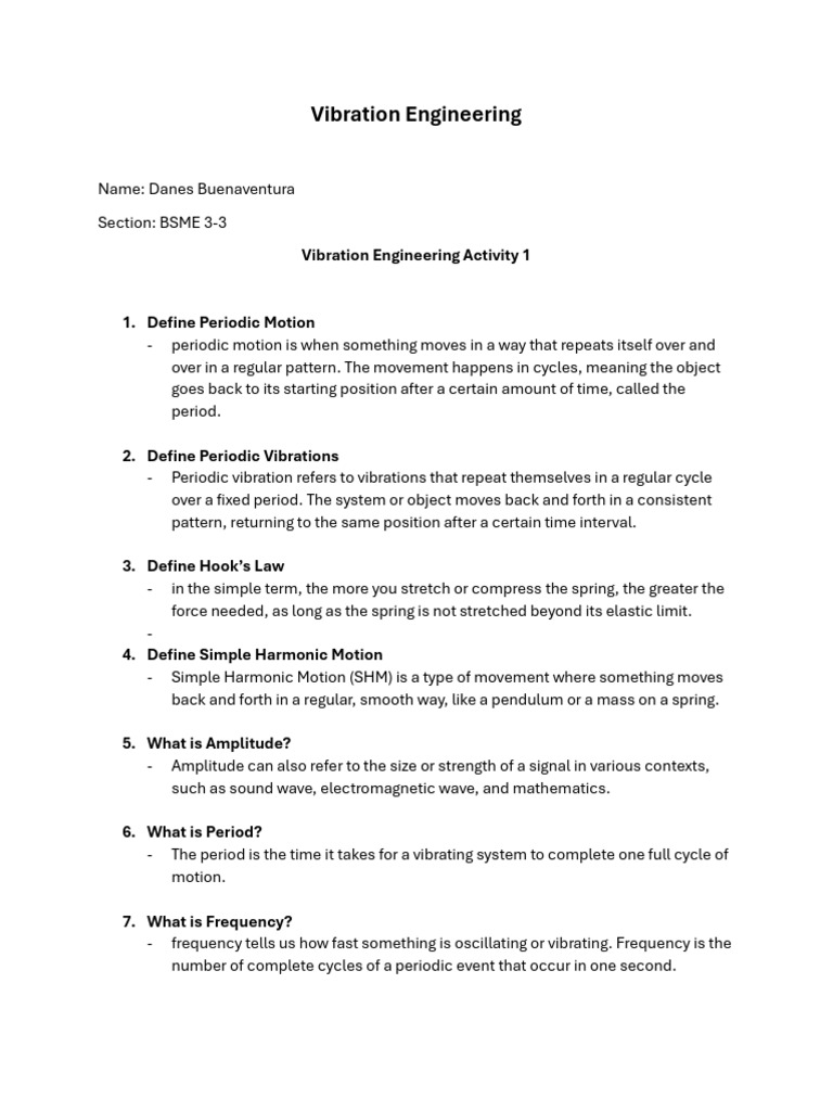 Vibration Engineering Act 1 | PDF