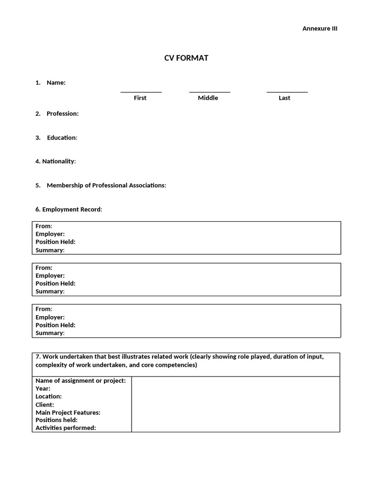 Annexure III - CV Format For Uk Lead Applicant India Lead Applicant | PDF
