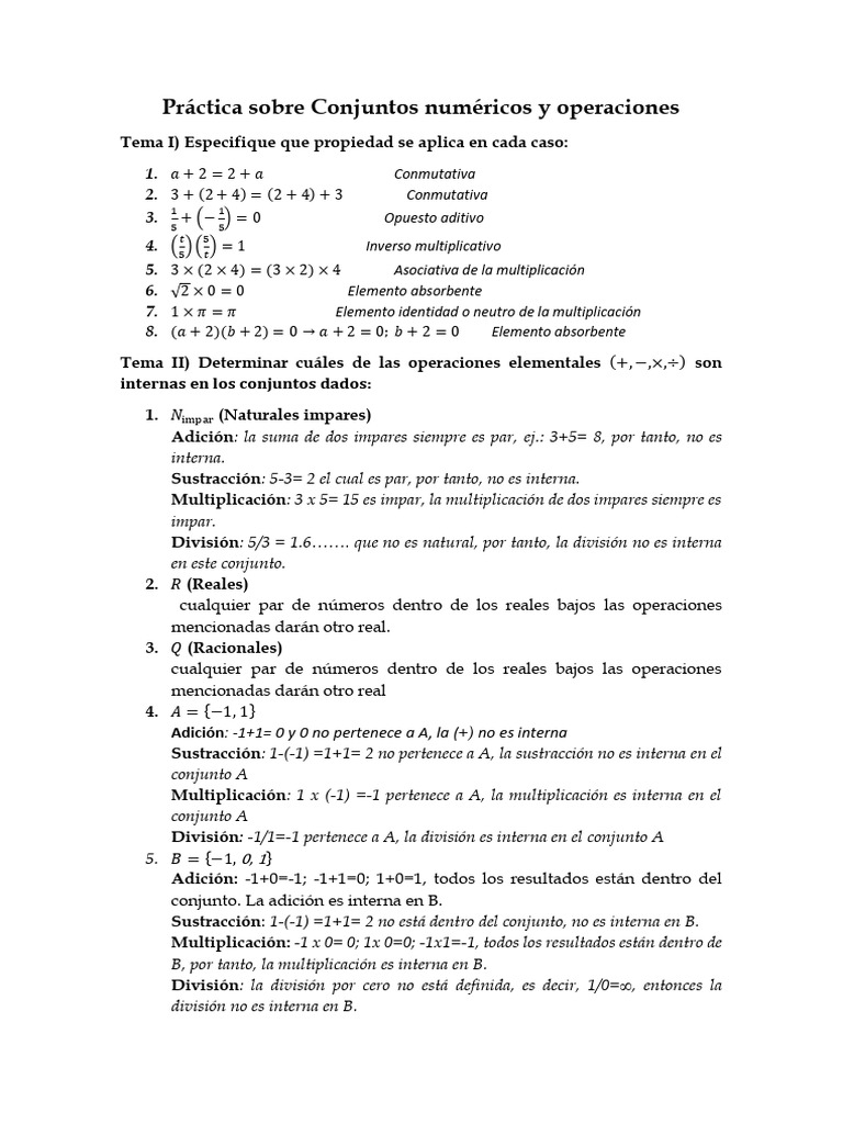 Conjuntos numéricos y operaciones básicas | PDF | Sustracción ...