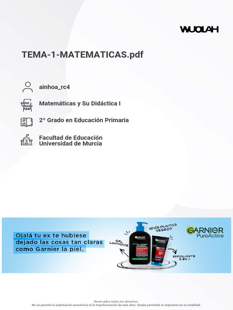 Wuolah Free TEMA 1 MATEMATICAS | PDF | Maestros | Enseñando