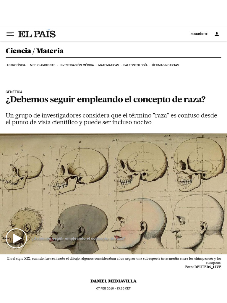 ¿Debemos Seguir Empleado El Concepto de Raza? | PDF | Raza ...