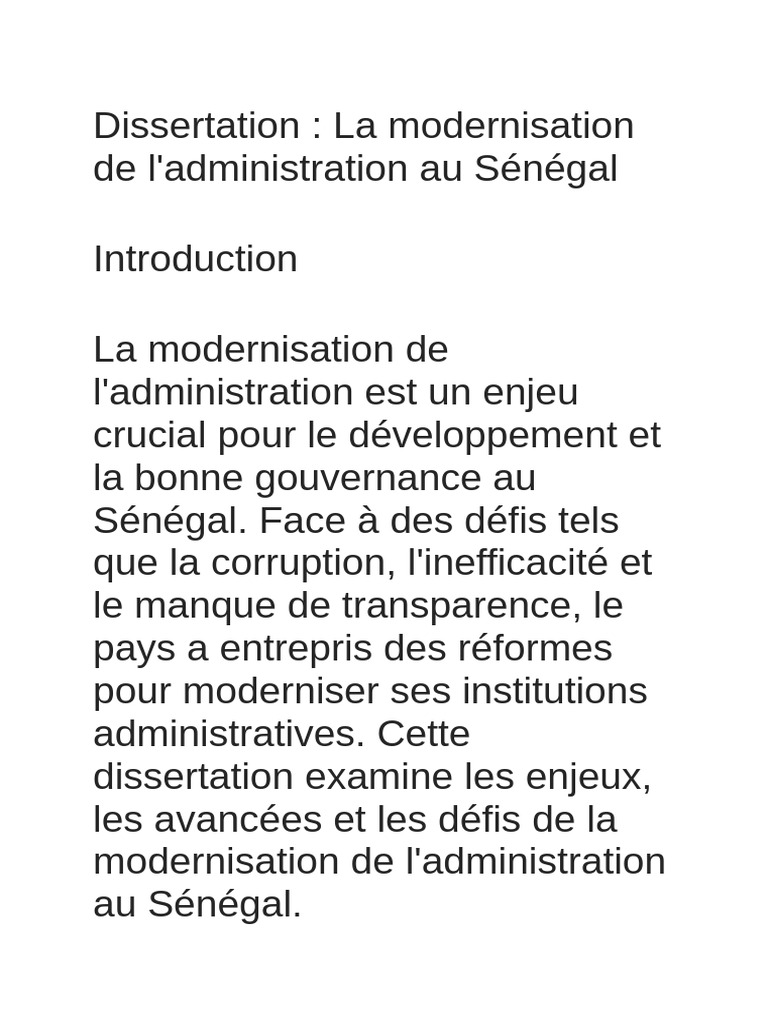Modernisation de L'administration Au Senegal | PDF | Gouvernance | la corruption