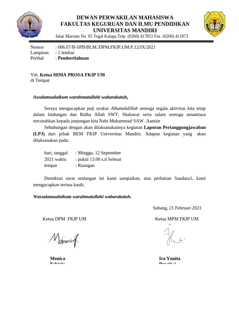 Surat Undangan - Hima | PDF | Sains & Matematika