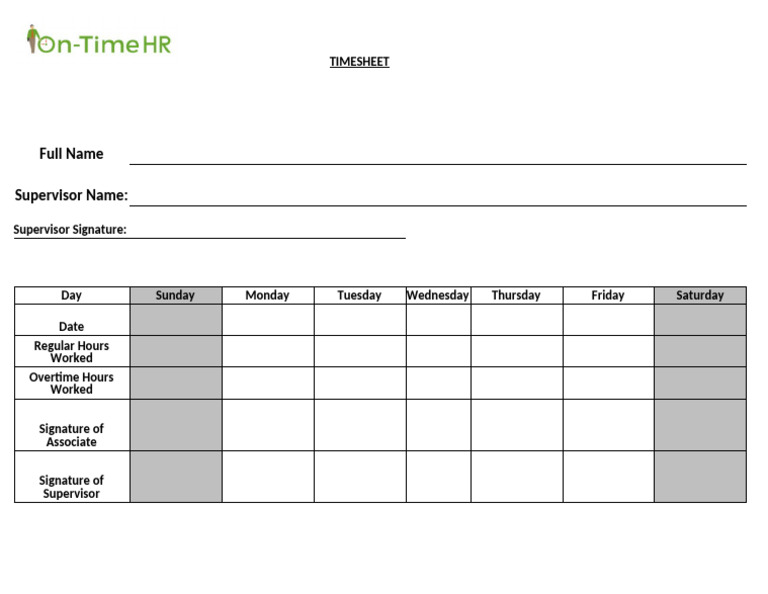 Timesheet ON-Time HR | PDF