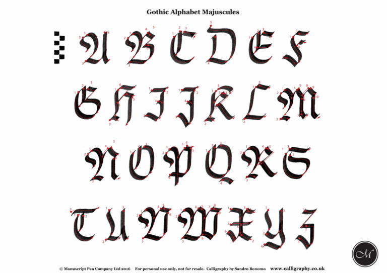 Gothic Alphabet Majuscules With Guideline | PDF