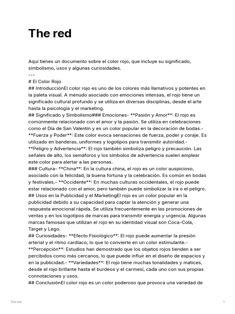 Significado y Usos del Color Rojo | PDF | Rojo | Color