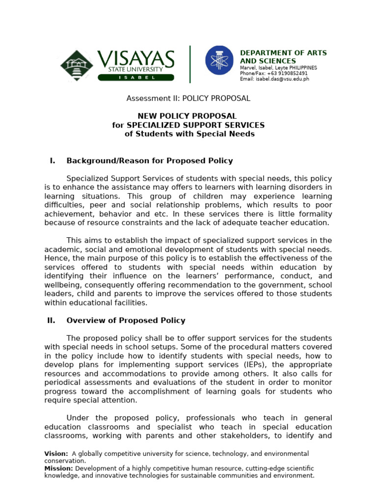 Assessment II - Policy Proposal | PDF | Individualized Education ...