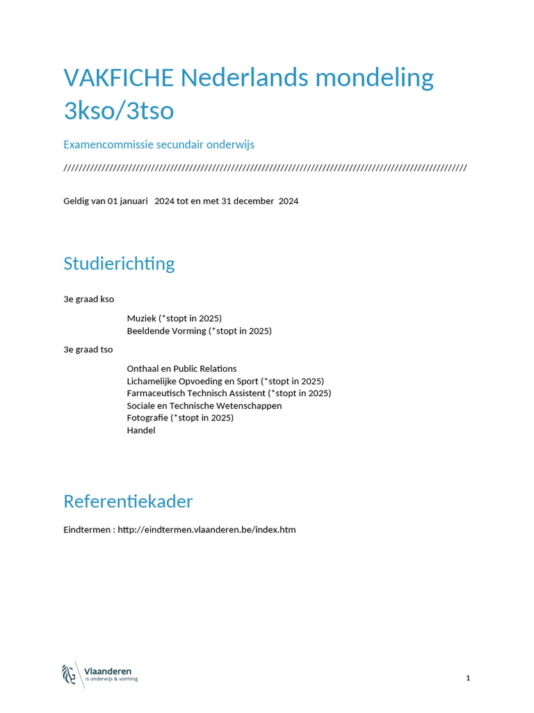 VAKFICHE Nederlands Mondeling 3kso 3tso | PDF