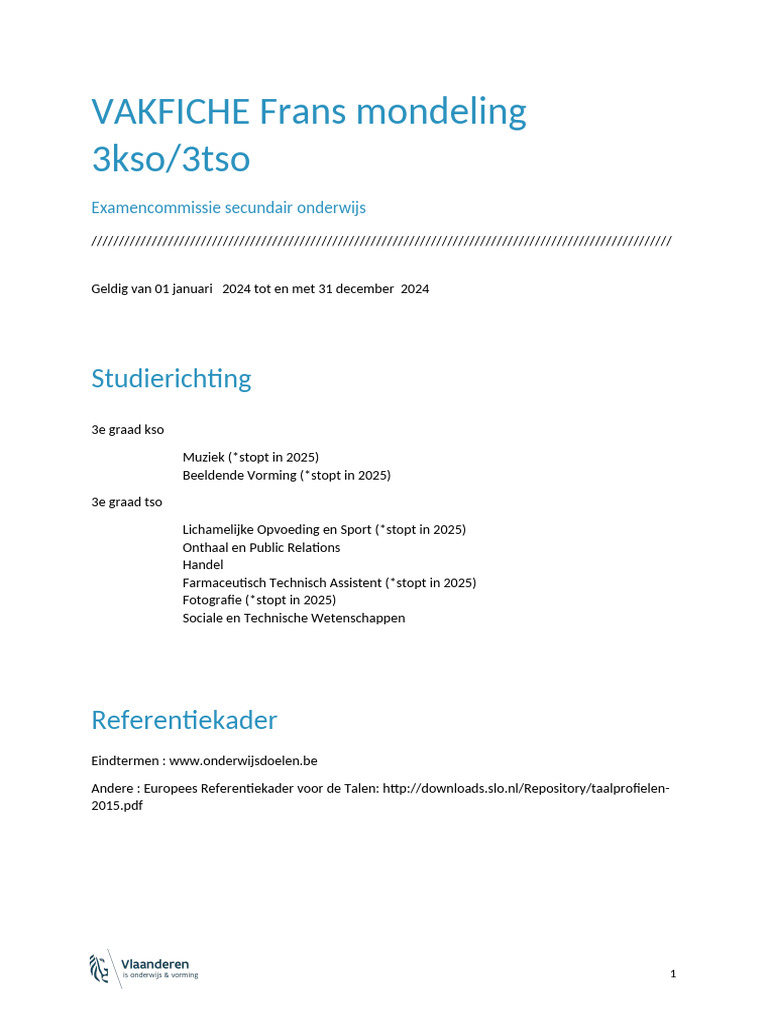 VAKFICHE Frans Mondeling 3kso 3tso | PDF