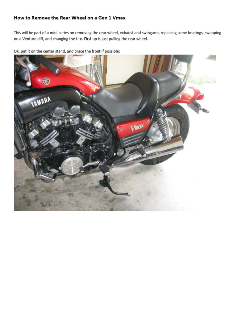 How To Remove The Rear Wheel On A Gen 1 Vmax | PDF | Home & Garden