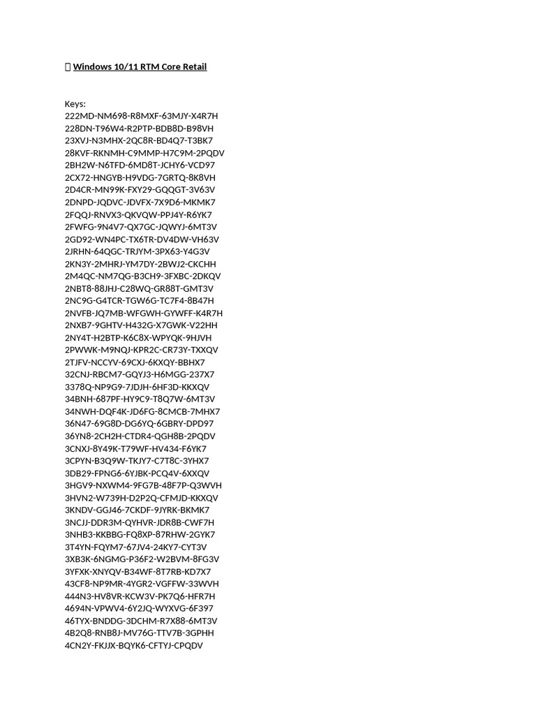 Windows 10/11 RTM Retail Keys | PDF