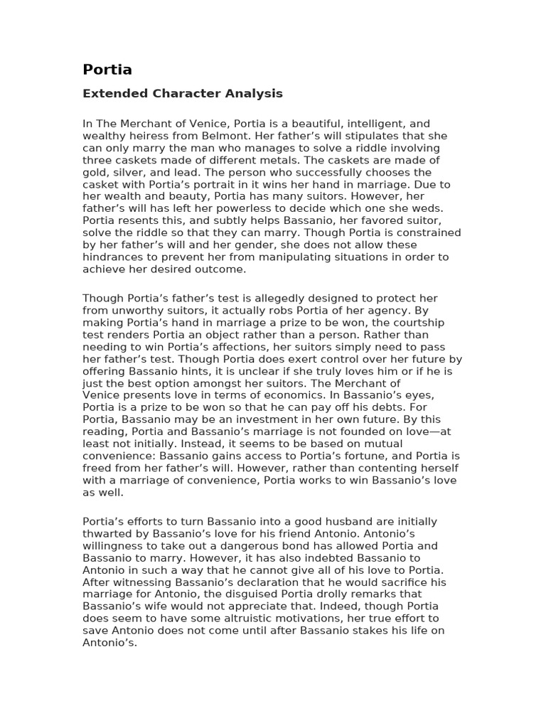 Portia Character Mam Heena Paper Preparation | PDF | The Merchant Of Venice