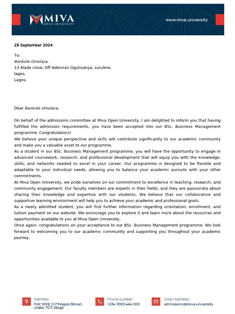 Programme Application Successful Attachment | PDF