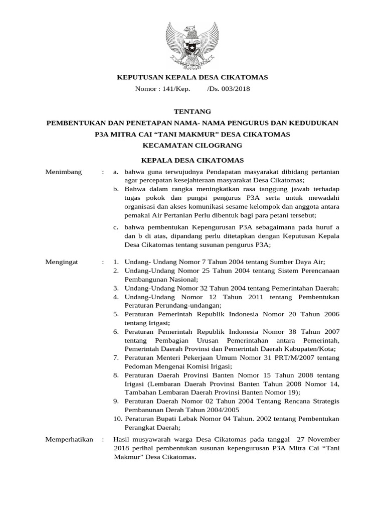 SK Pengurus P3A OK | PDF