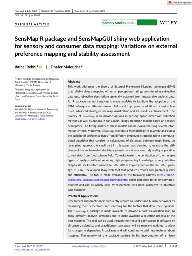 SensMap R Package and SensMapGUI Shiny Web Application For Sensory and Consumer | PDF ...