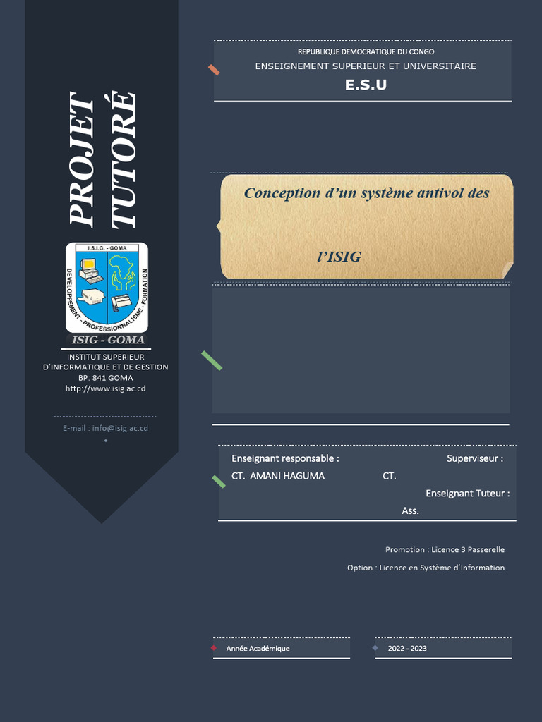 Conception D'un Systeme Antivol Des Equipements Informatiques Au Sein Du Laboratoire ...