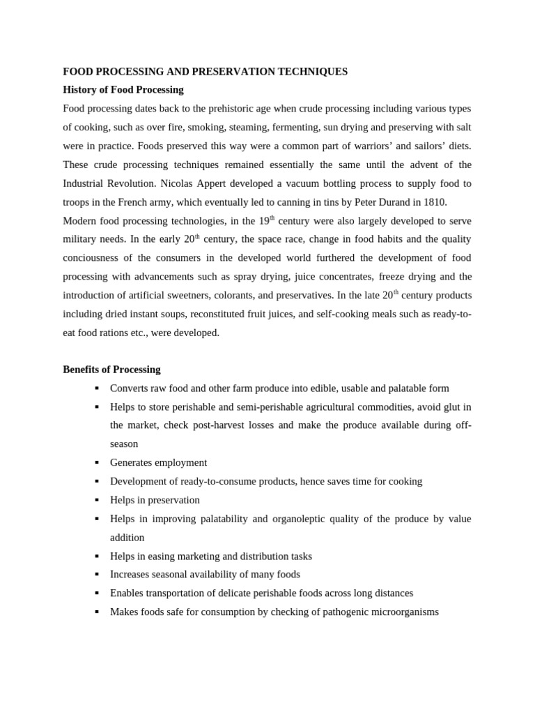 Food Processing and Preservation Methods | PDF | Fermentation In Food ...