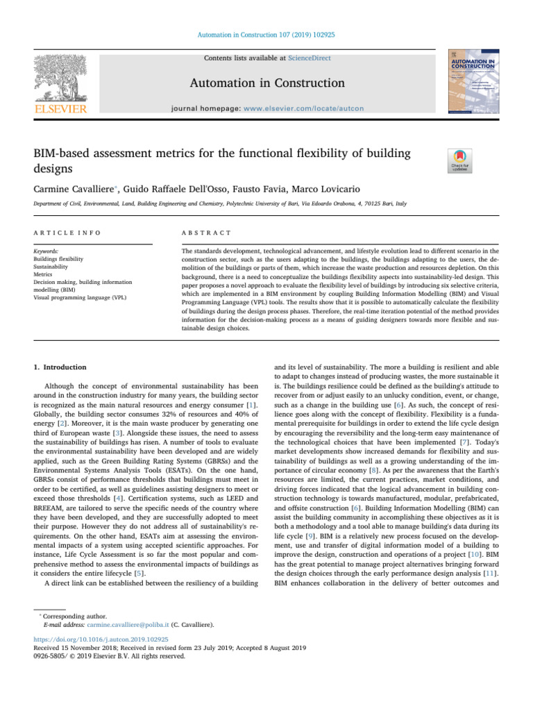 BIM Flexibility Metrics for Designers | PDF | Life Cycle Assessment | Building Information Modeling