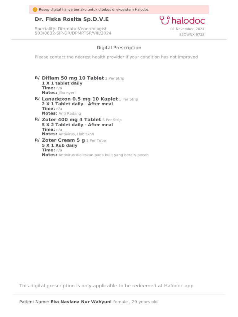 Digital Prescription for Eka Naviana | PDF