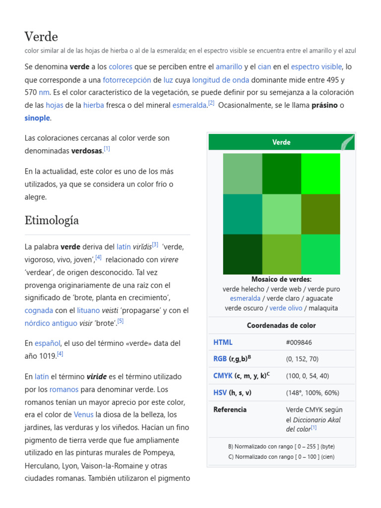 Historia y Significado del Color Verde | PDF | Verde | Amarillo