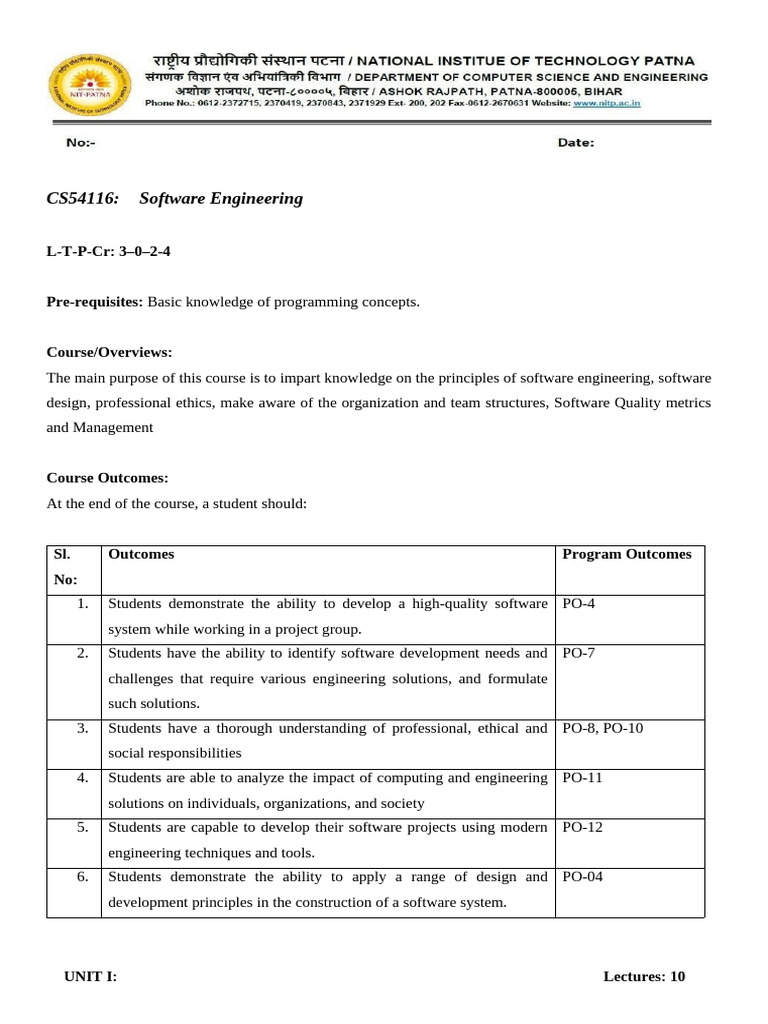 Syllabus | PDF | Engineering | Software Engineering