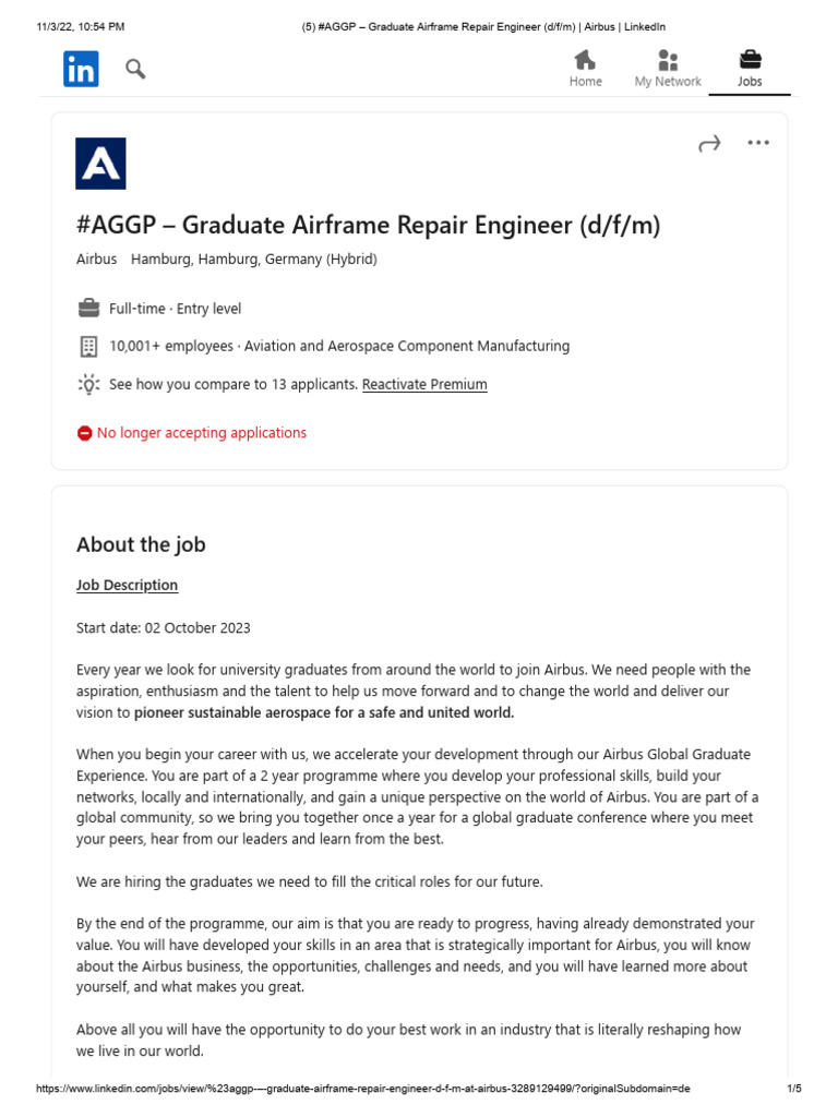 #AGGP - Graduate Airframe Repair Engineer (D - F - M) - Airbus ...