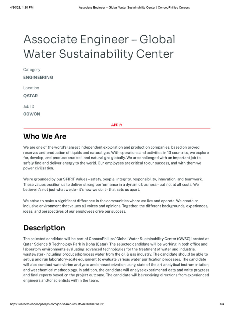 Associate Engineer - Global Water Sustainability Center ...