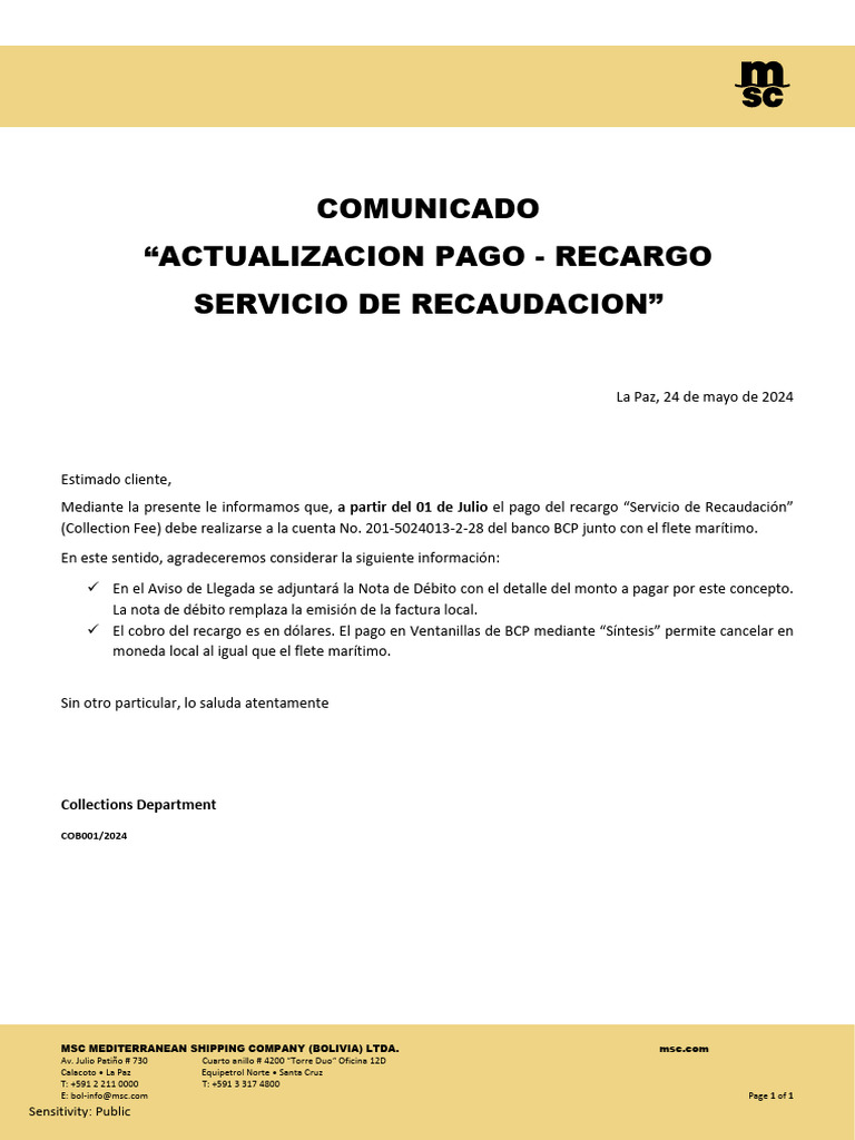 Cob001 - Actualizacion Recargo Servicio de Recaudacion | PDF