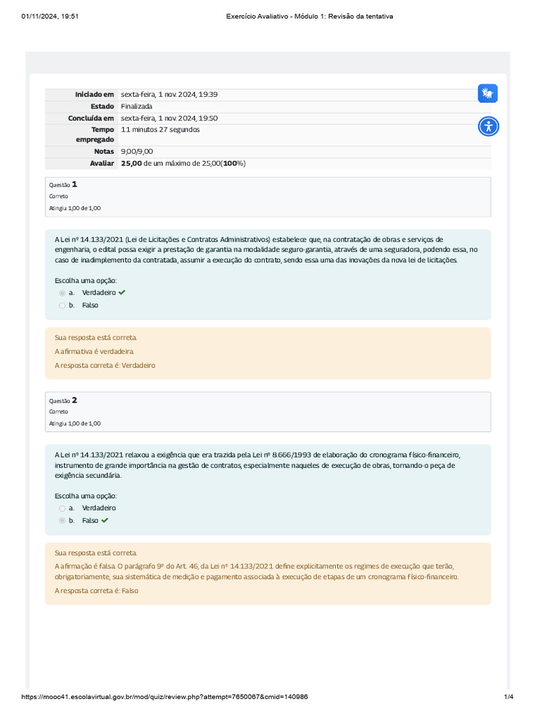 Exercício Avaliativo - Módulo 1 - Revisão Da Tentativa - Exercício Avaliativo - Módulo 1 | PDF ...