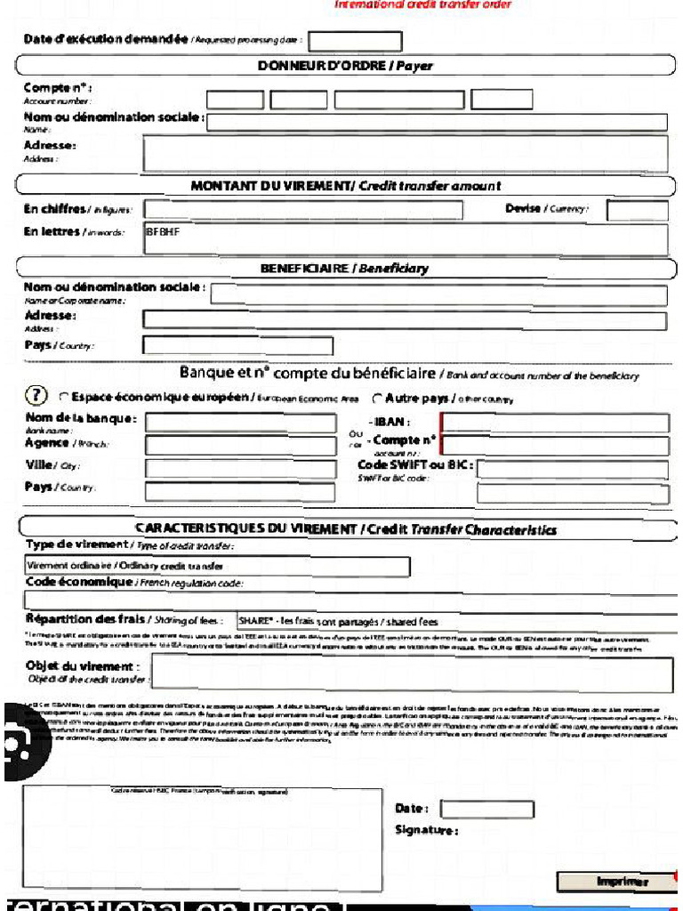 Bordereau de Virement | PDF