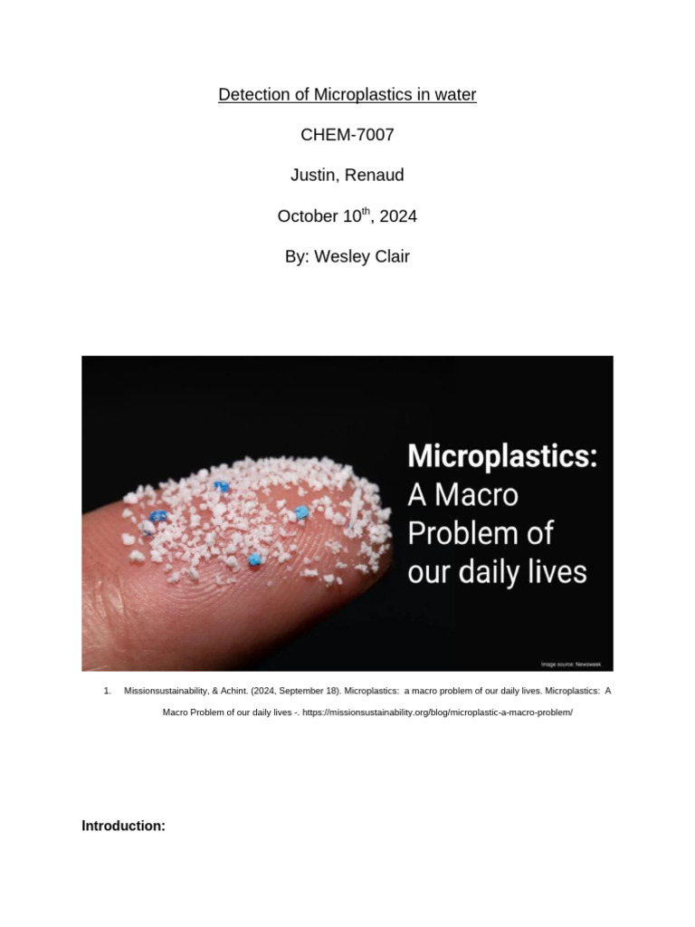 Detection Of Microplastics In Water Pdf Infrared Spectroscopy