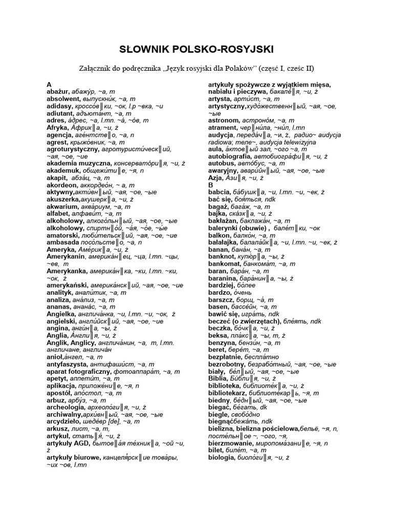 Slownik Polsko-Rosyjski 1497861173 | PDF