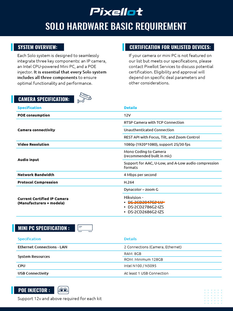 SOLO Hardware Basic Requirement - V01 | PDF | Usb | Personal Computers
