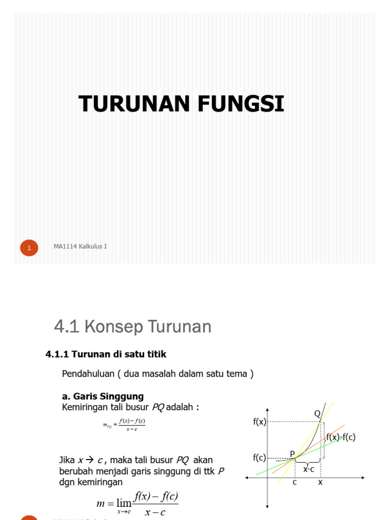 Konsep dan Definisi Turunan dalam Kalkulus | PDF