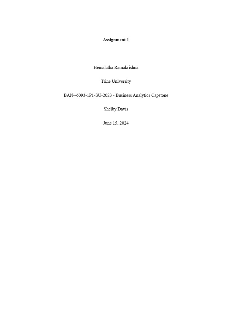Assignment 1 - Business Analytics Capstone | PDF