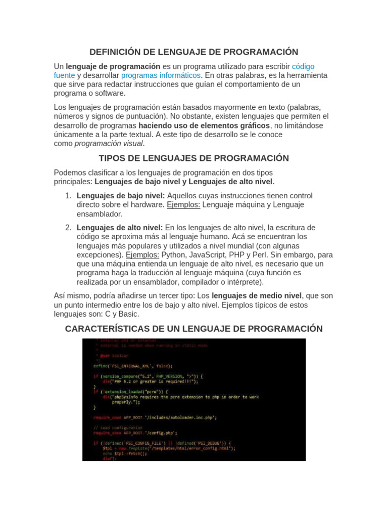 Definición de Lenguaje de Programación | PDF | Lenguaje de programación ...
