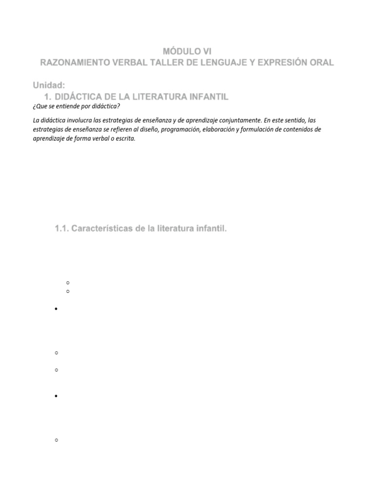 Módulovi U1 - U2 Razonamiento Verbal Taller de Lenguaje y Expresión Oral | PDF | Pensamiento ...