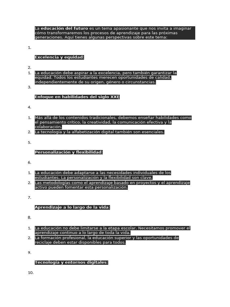 Futuro de la Educación: Innovación y Equidad | PDF | Crecimiento ...