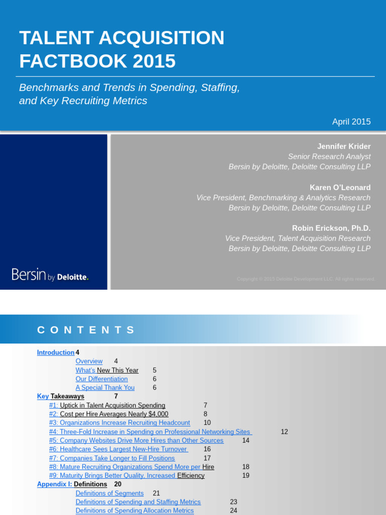 Bersin TA Factbook 2015 | PDF | Recruitment | Turnover (Employment)