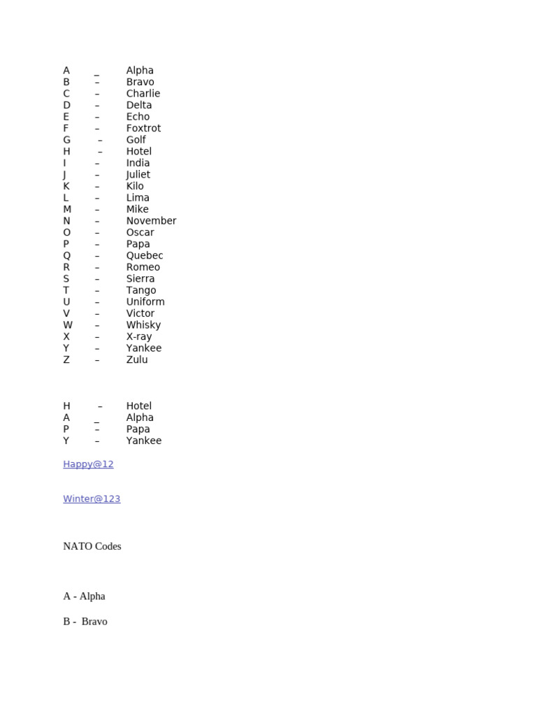 NATO Phonetic Alphabet Guide | PDF