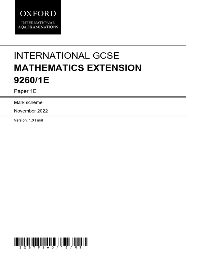 OxfordAQA 9260 1E Final MS Nov22 v1.0 | PDF | Mathematics | Elementary Mathematics