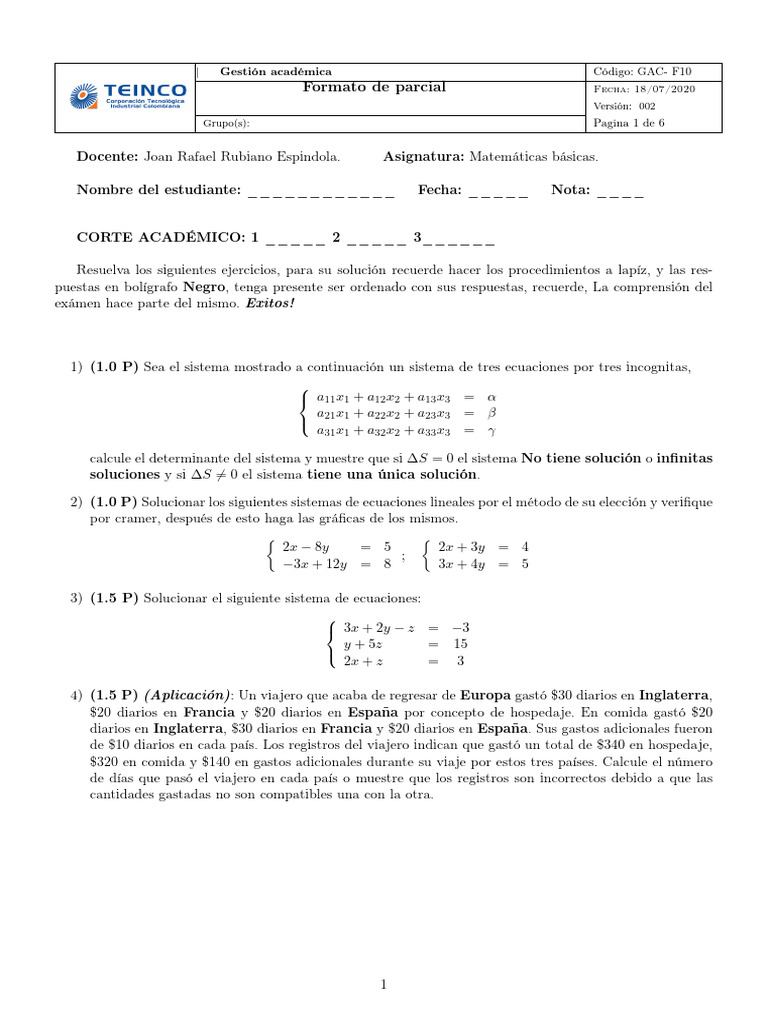 GAC F10 Formato Parcial Matem-Tica B-Sica P2 2024 II | PDF | Análisis ...