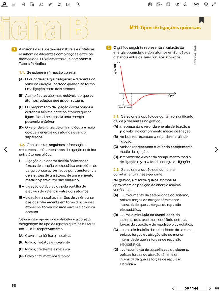 Ficha FQ10 Ligações Quimica 2 | PDF | Átomos | Ligação iônica