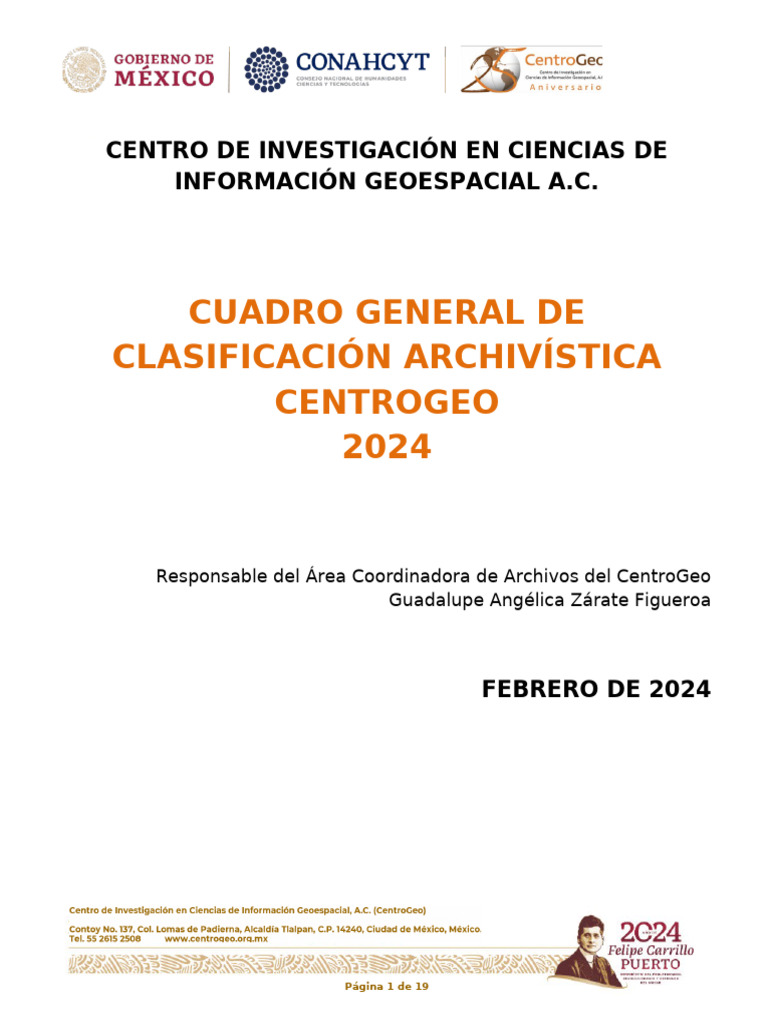 Cuadro Clasificacion Archivistica 2024 | PDF | México | Geomática